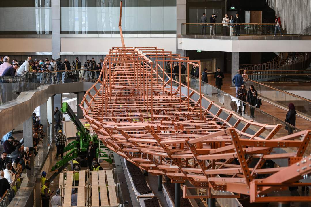 Ancient pharaoh’s 4,600-year-old boat being restored in public at ...