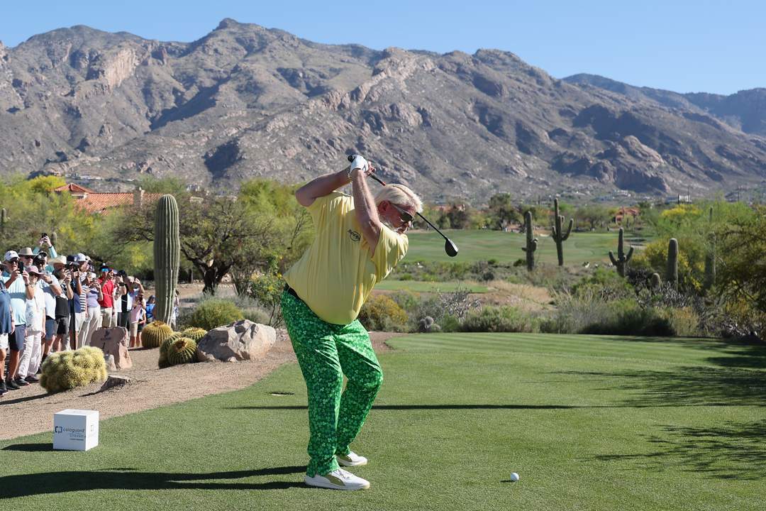 WATCH | ‘Belly flopping’ John Daly falls down slope before caddie jumps ...